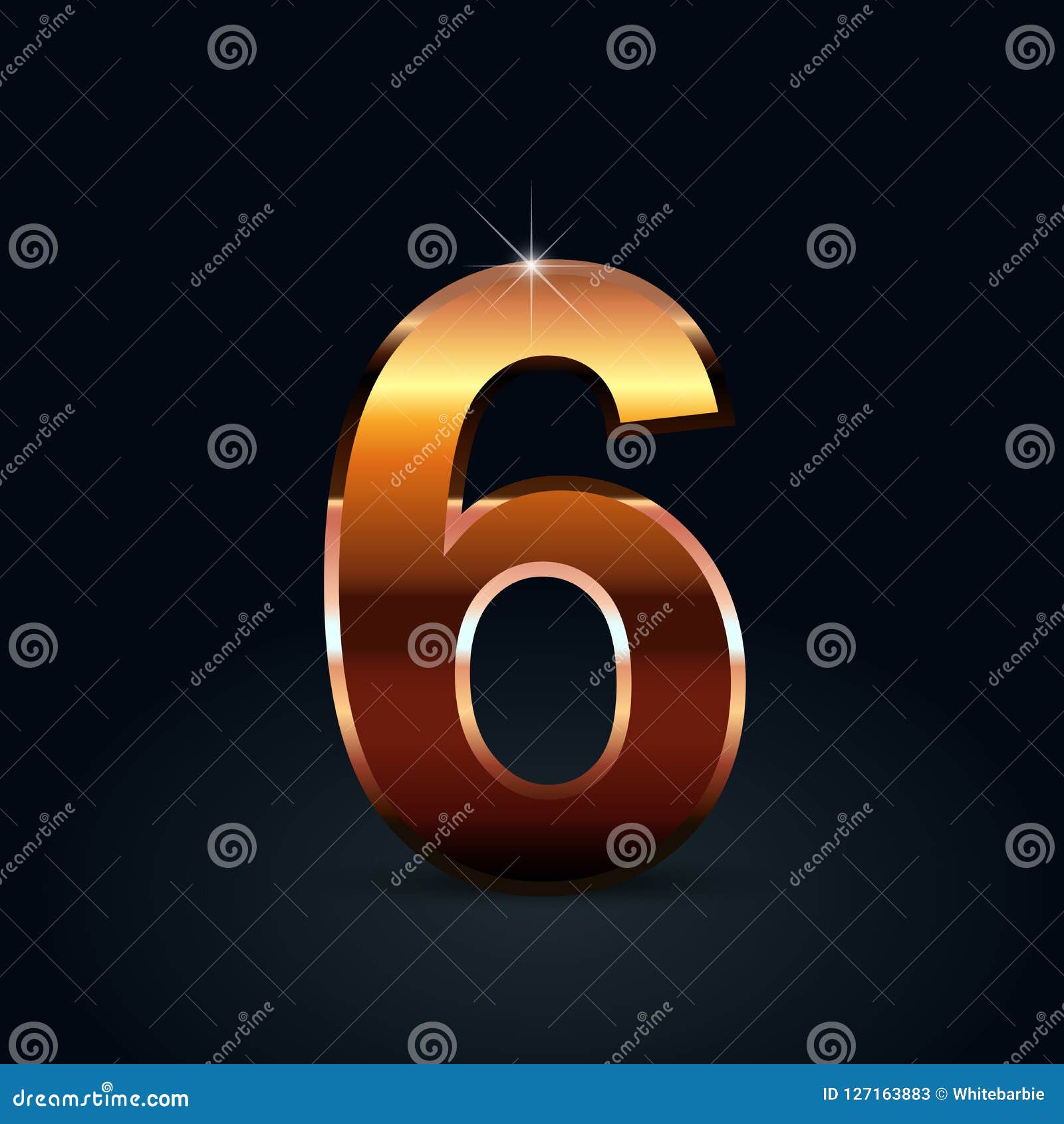 Bronze Vector Number 6 Isolated on Black Background Stock Illustration ...