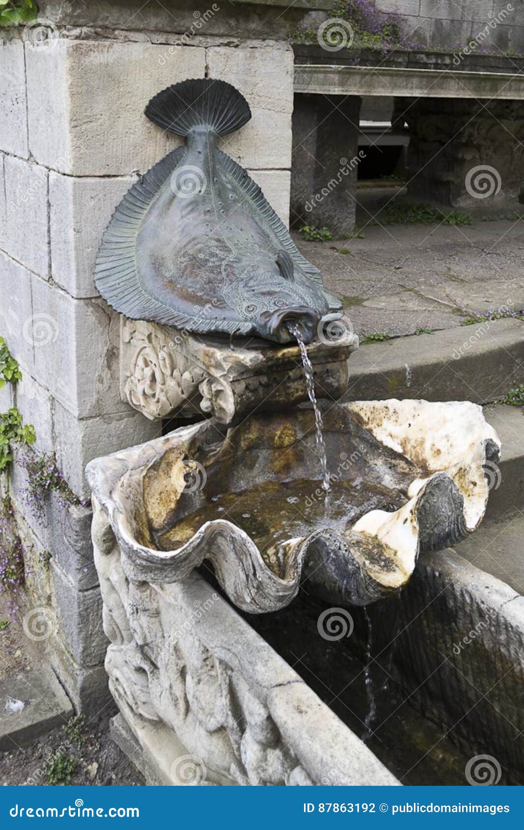Bronze Water Fountain In Form Of A Plaice Flat Fish Picture. Image ...