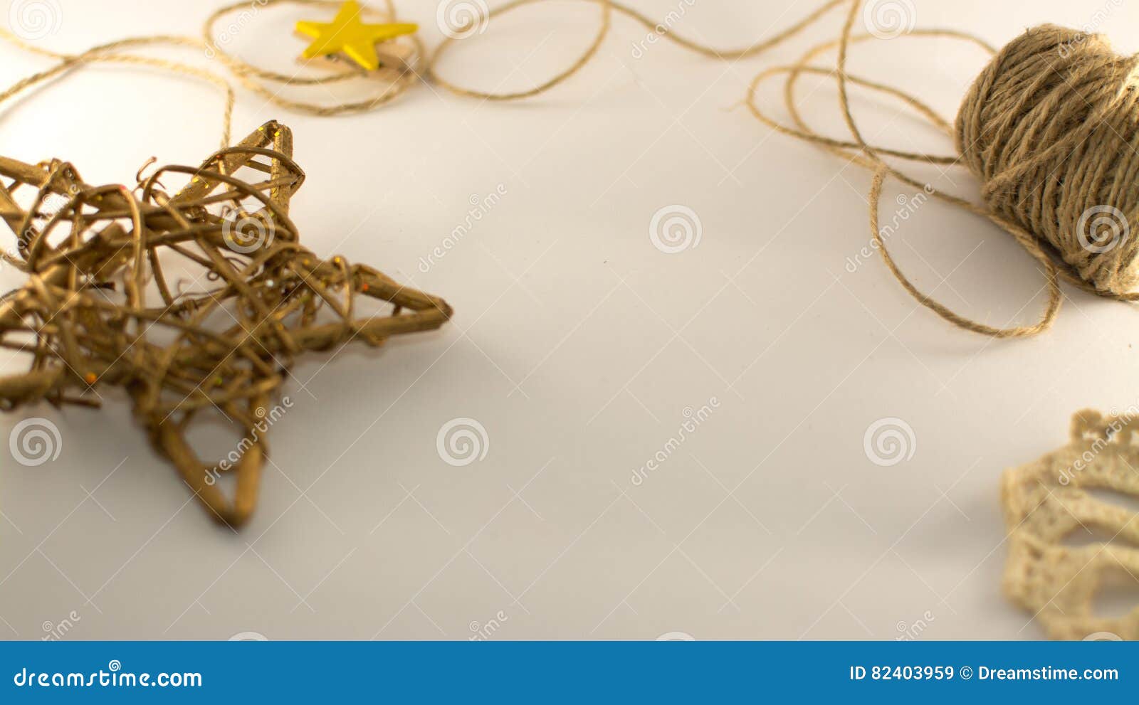 Bronze Wicker Star , Ropes of Burlap on the White Background Stock ...