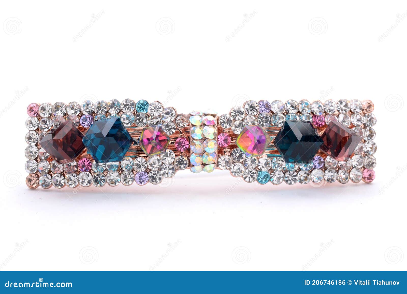 Brooch with a Bow of Gems Isolated on White Stock Photo - Image of ...