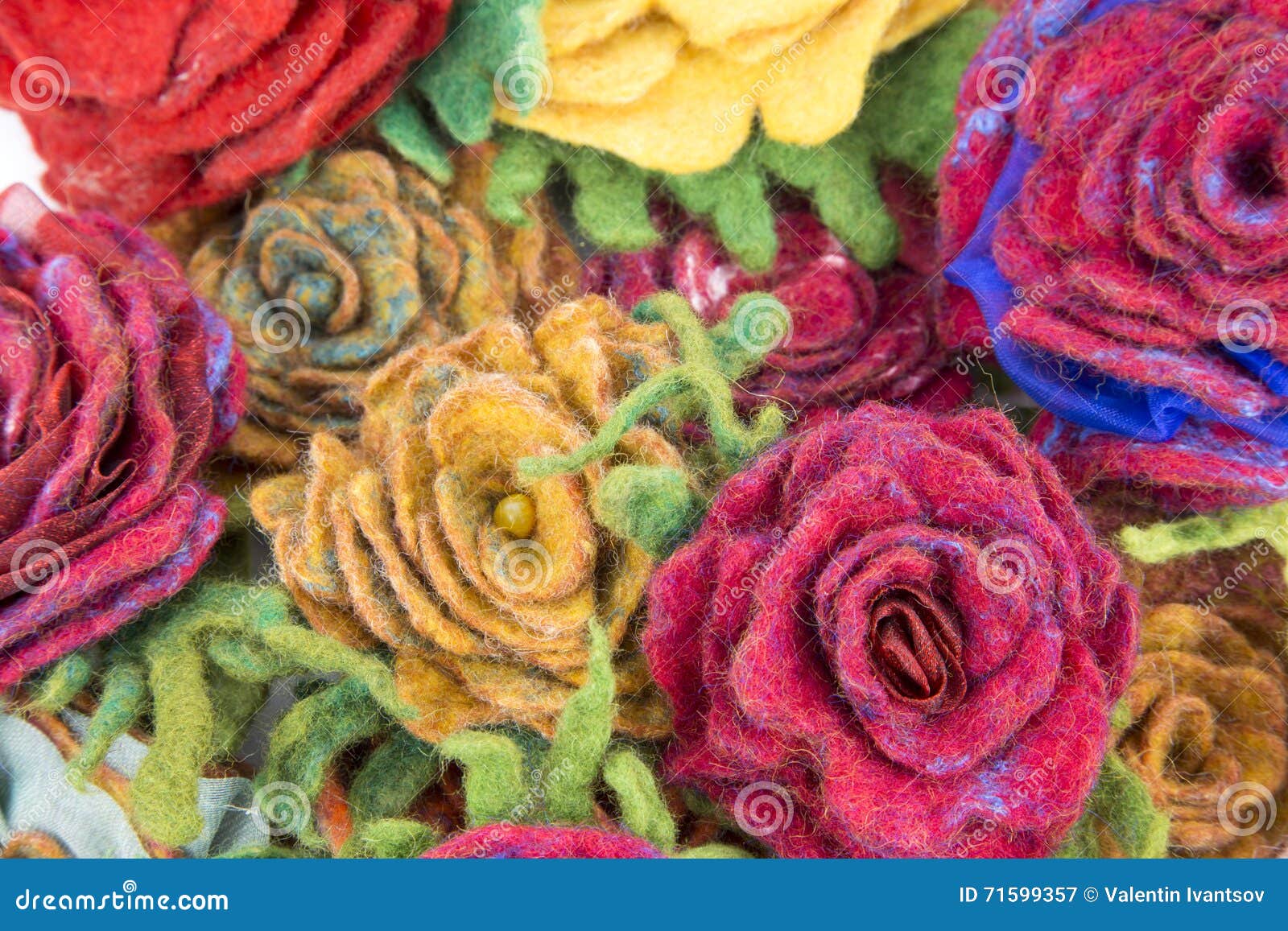 Brooch of Fulled Wool in the Form of Flowers Stock Image - Image of ...