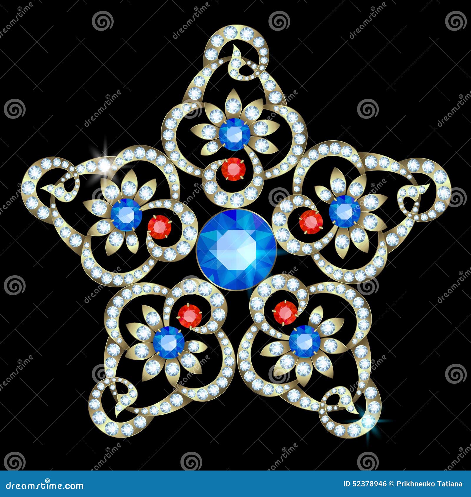 Brooch-star stock vector. Illustration of isolated, symbol - 52378946