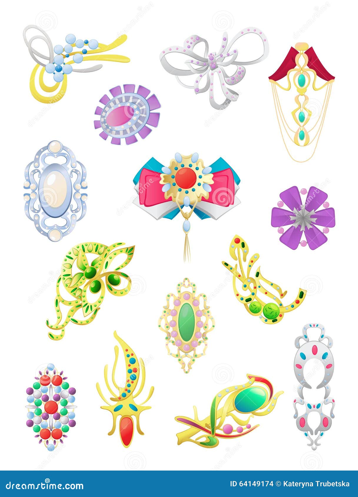 Brooches stock vector. Illustration of metal, accessory - 64149174