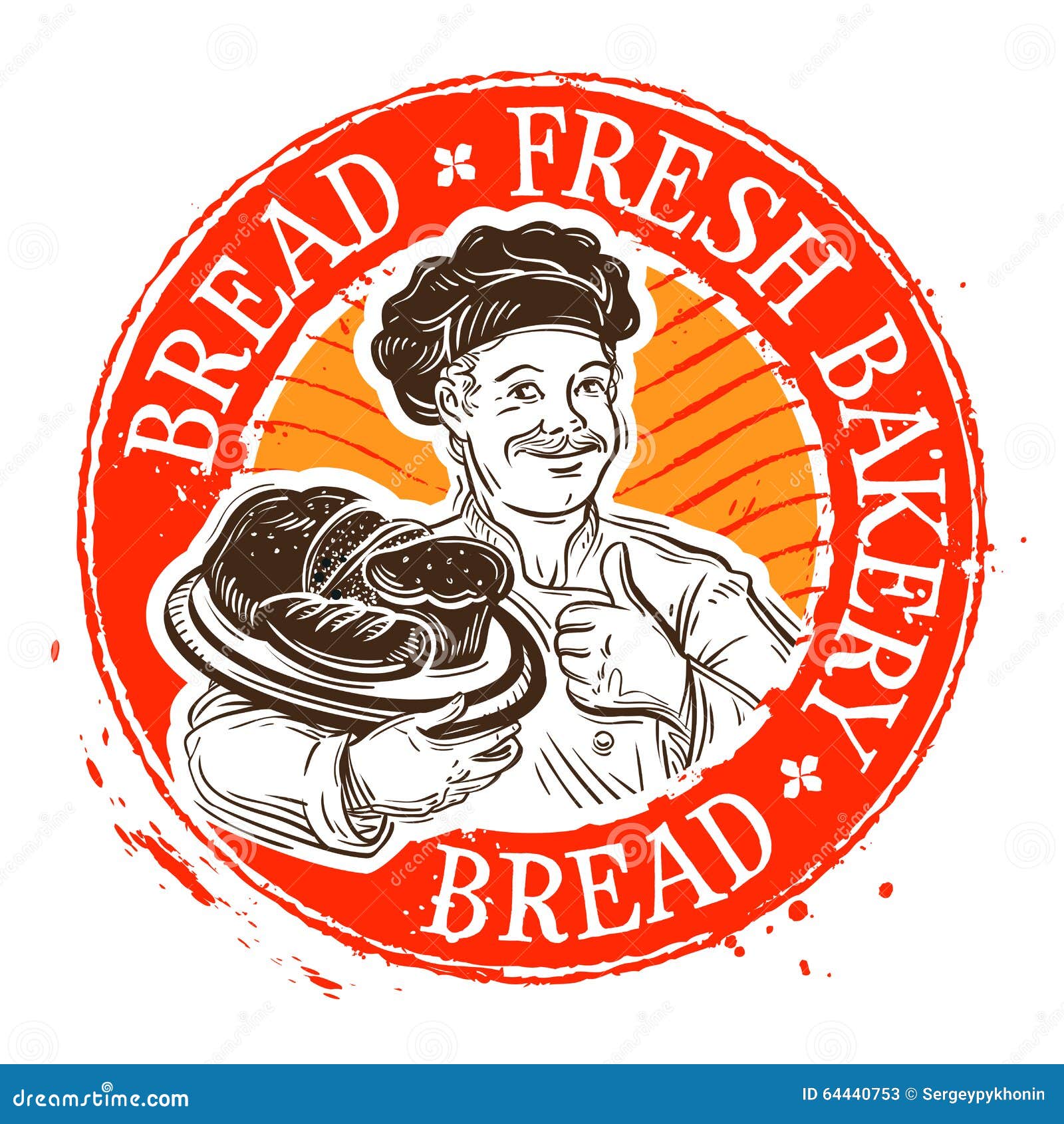 Brood En De Bakker Zegel Vector Illustratie Vector Illustratie ...