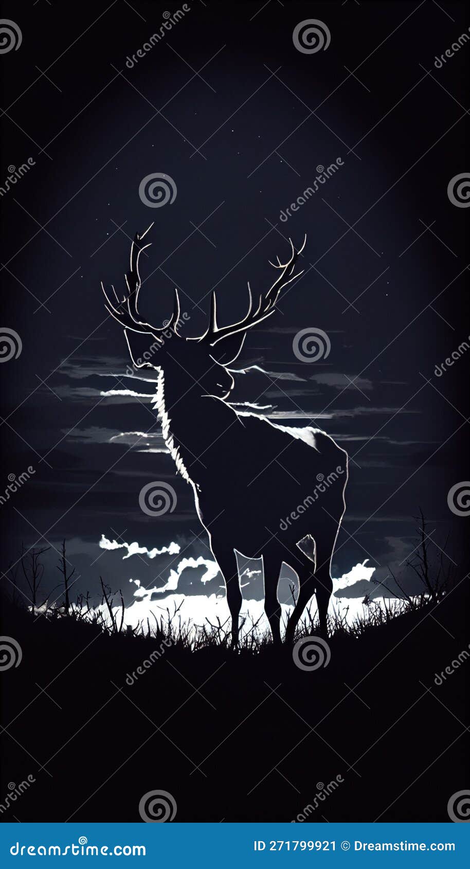 Brooding Deer Antlers, Made with Generative AI Stock Illustration ...