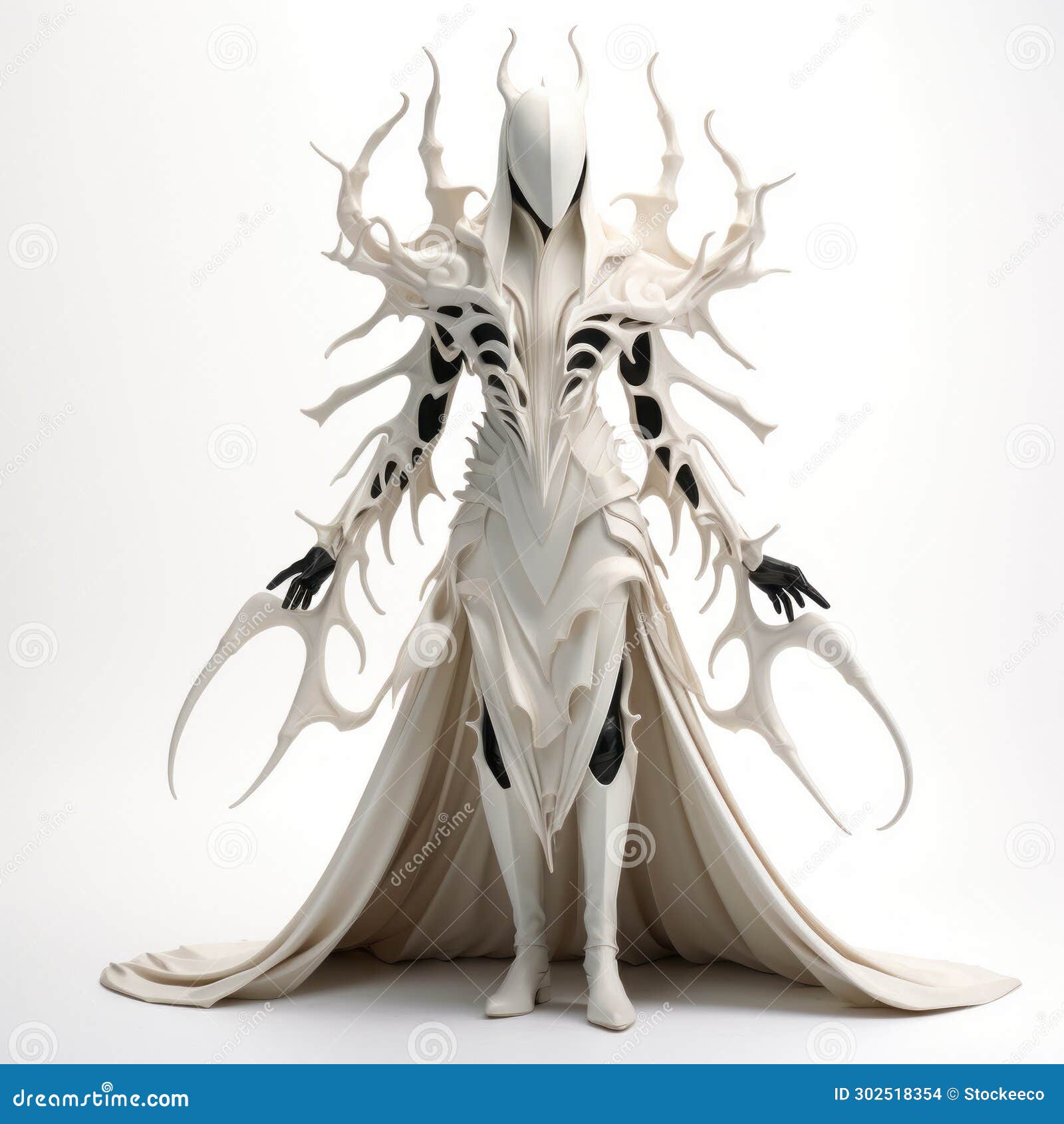 Futuristic Minimalist White Demon Slayer 3d Halloween Costume Stock ...