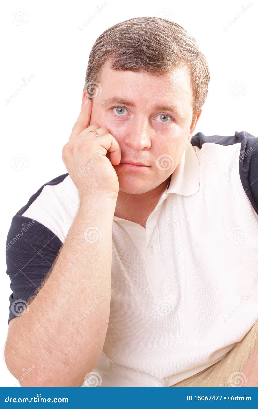 Brooding Man Isolated on White Stock Image - Image of posing ...