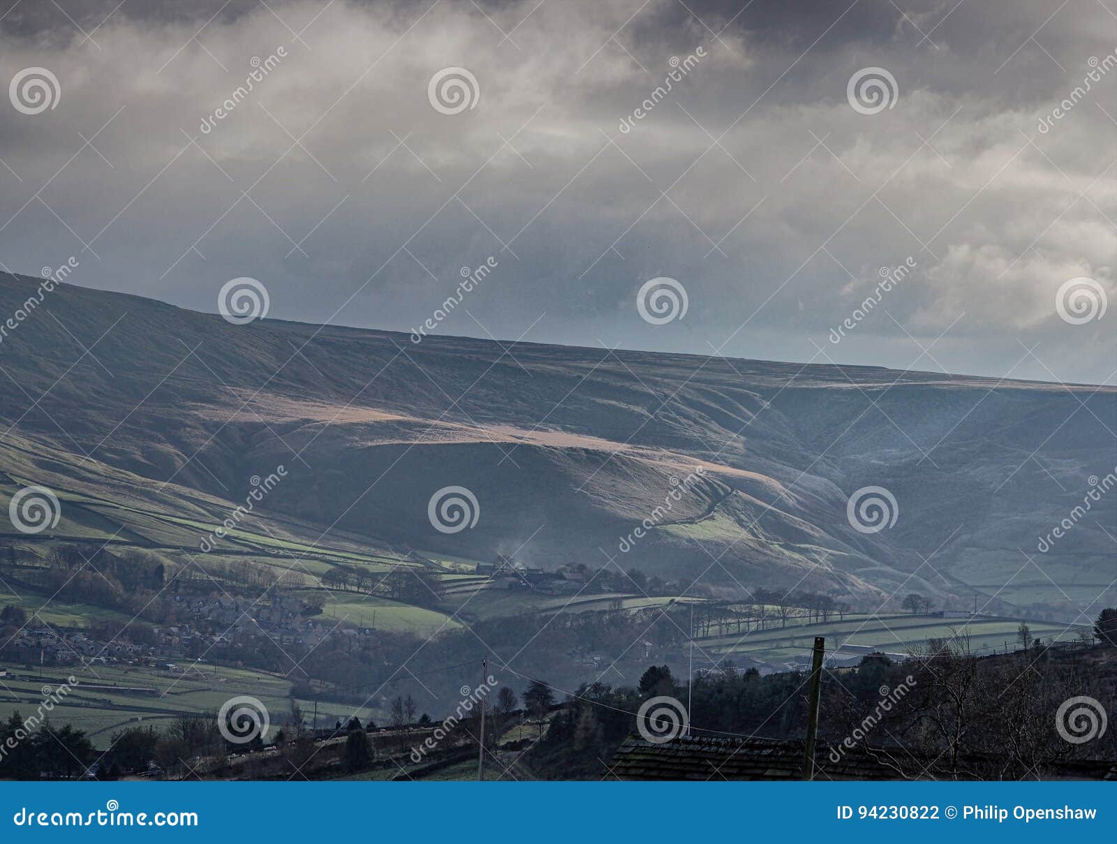 Brooding Pennine Landscape Mist and Storm Clouds Stock Photo - Image of ...