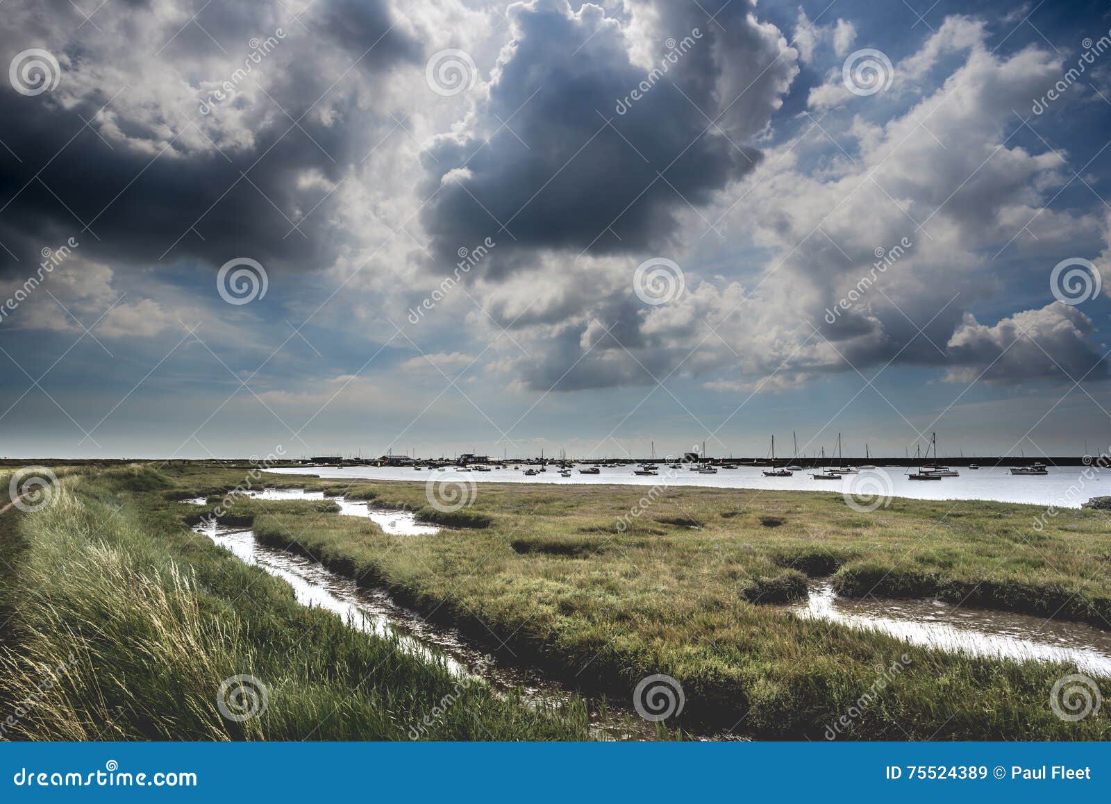 Brooding Suffolk Landscape stock image. Image of estuary - 75524389