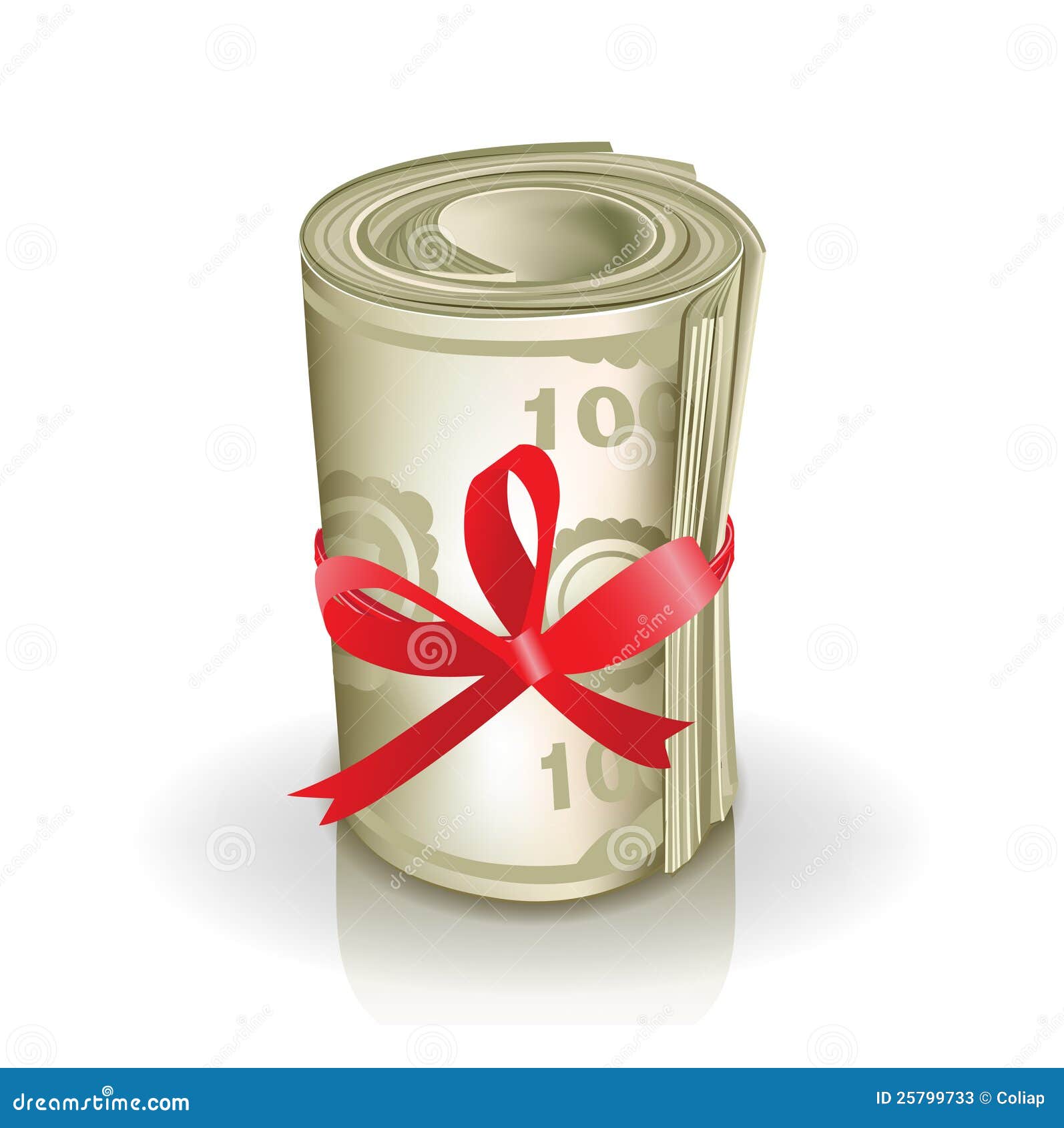 Broodje Van Geld Met Rood Lint Vector Illustratie - Illustration of ...