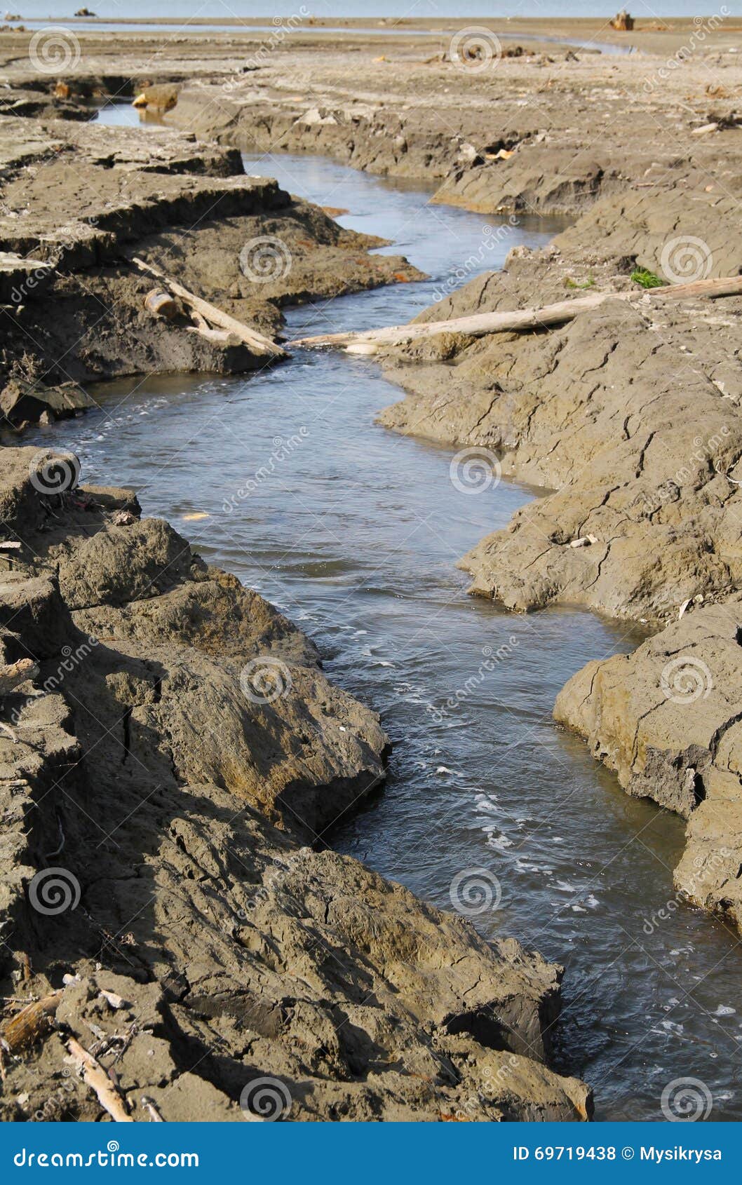 Brook on drying dam stock photo. Image of dryness, environmental - 69719438
