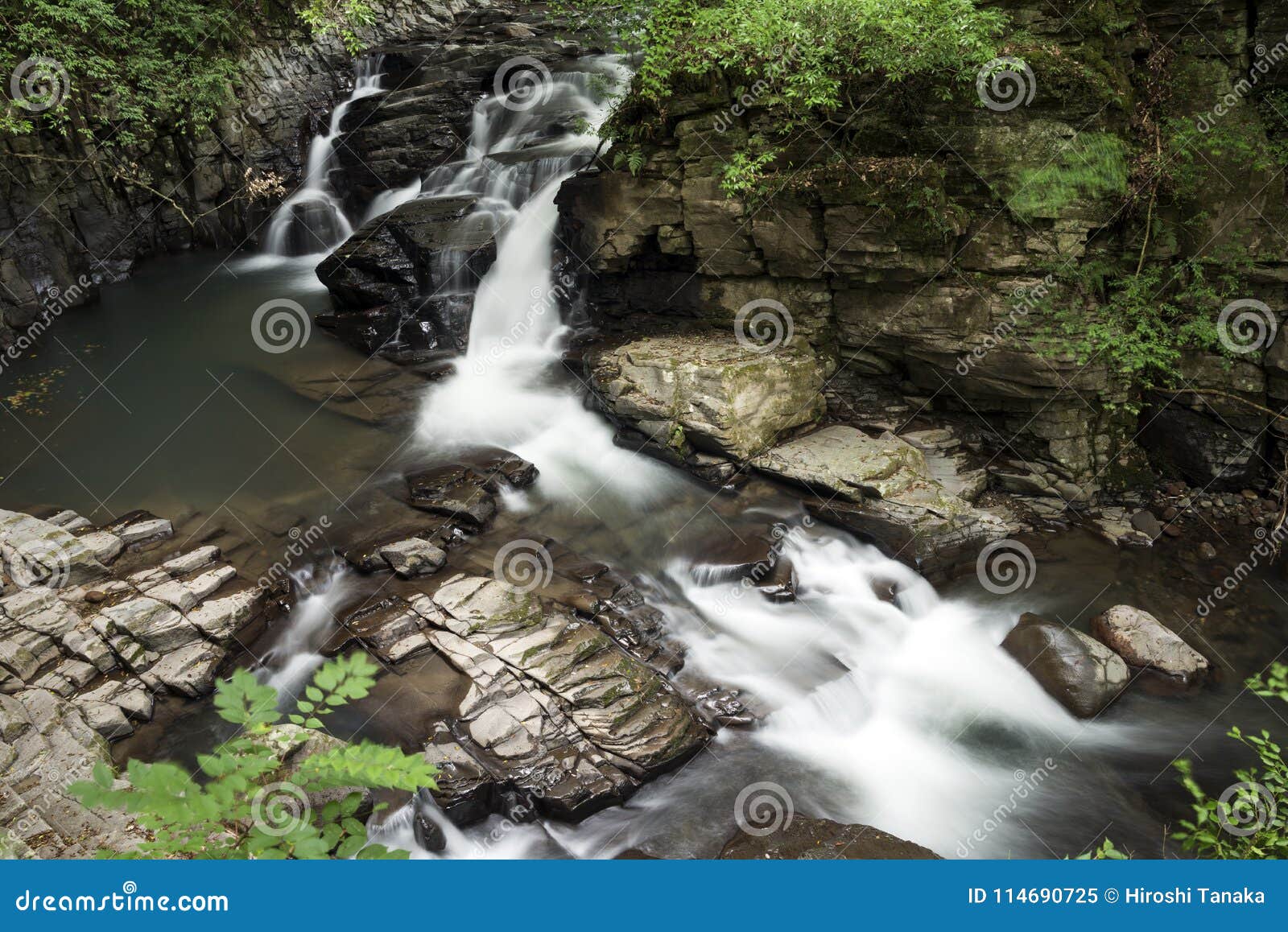 Brook Flowing from Waterfall Stock Image - Image of fresh, rock: 114690725