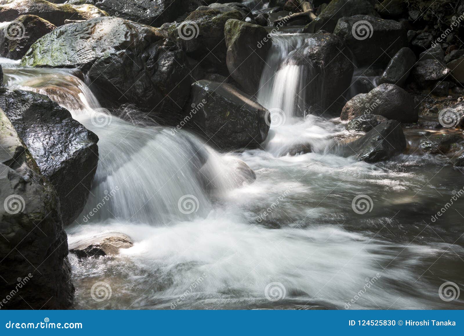 Brook flowing stone steps stock photo. Image of miyazaki - 124525830