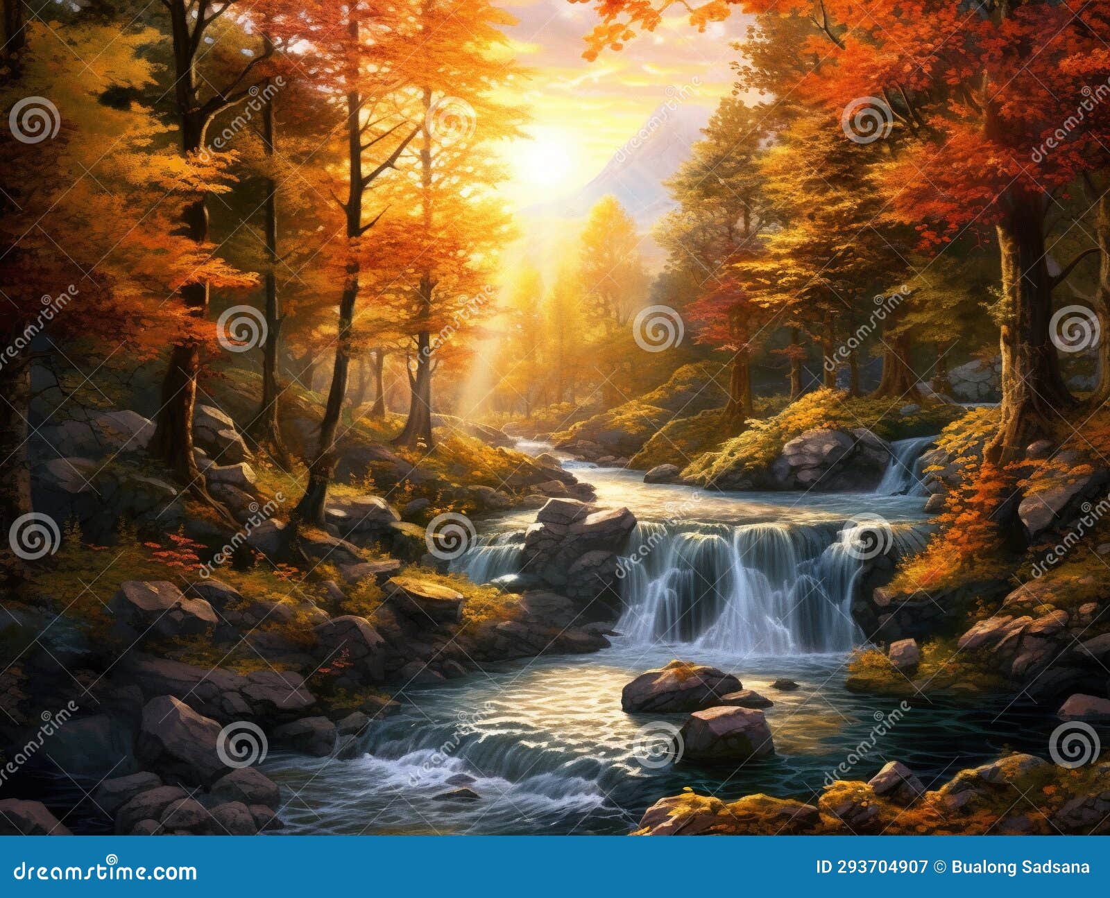 Ai Generated Illustration Wildlife Concept of Brook in Forest Stock ...