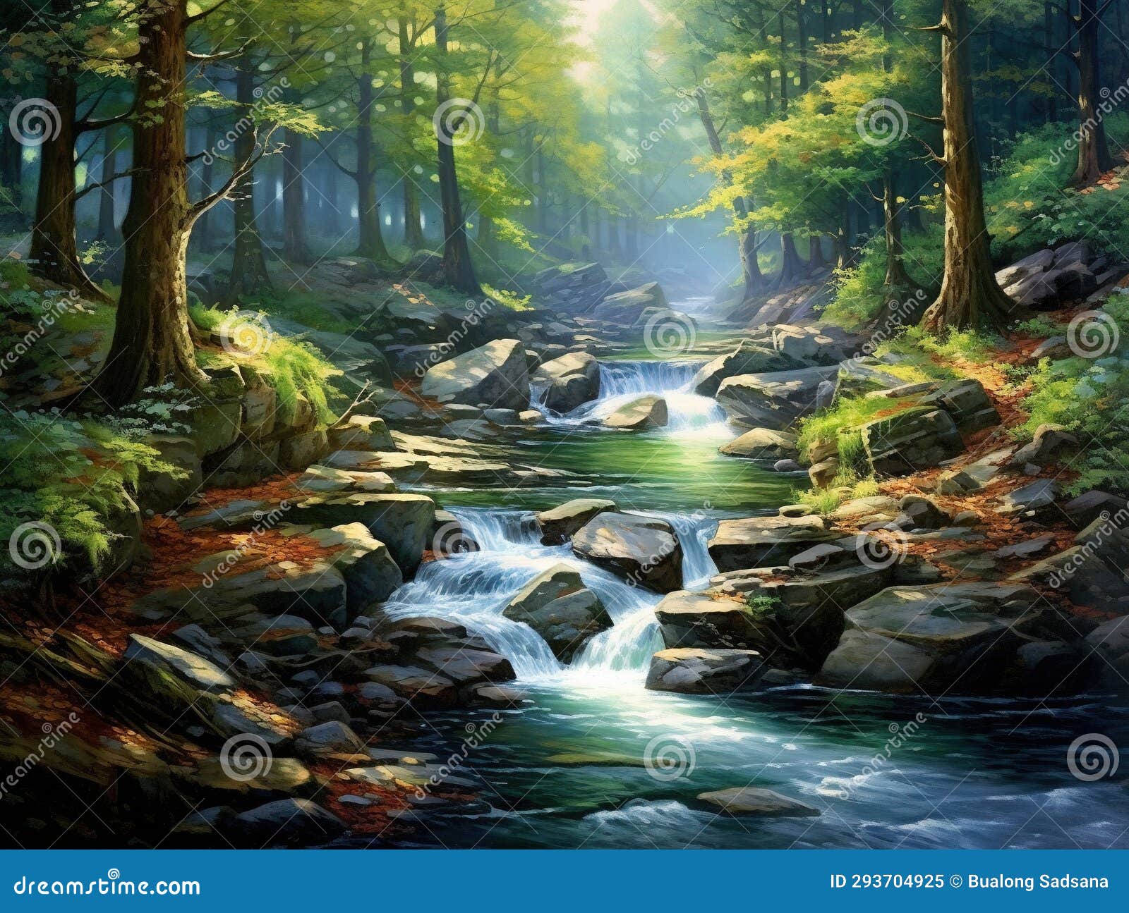 Ai Generated Illustration Wildlife Concept of Brook in Forest Stock ...
