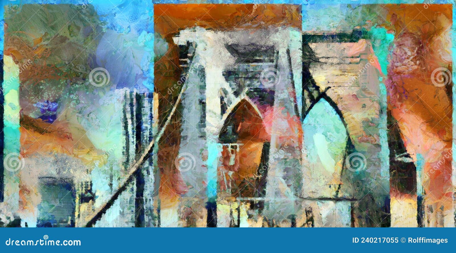 Brooklyn Bridge Abstract Painting Stock Illustration - Illustration of ...