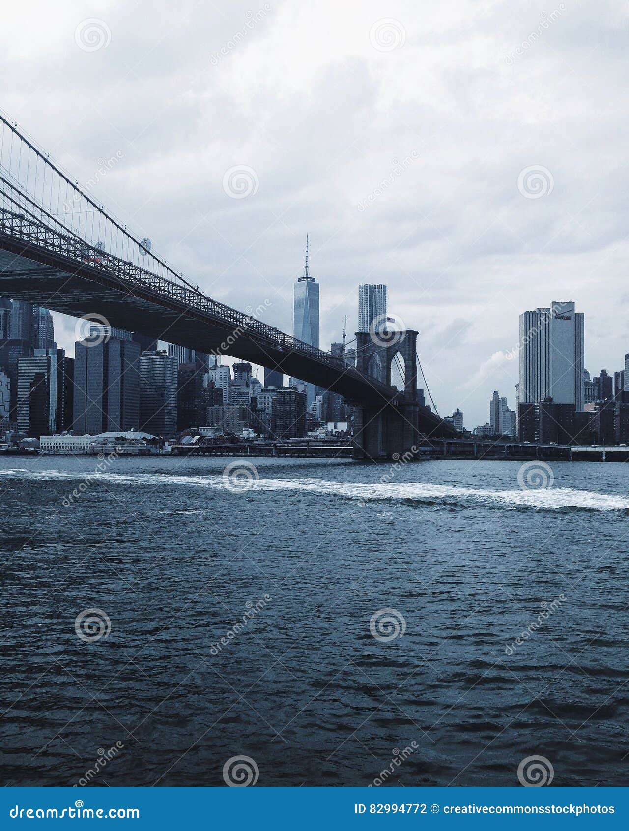 Brooklyn Bridge Blue And White Photo Picture. Image: 82994772