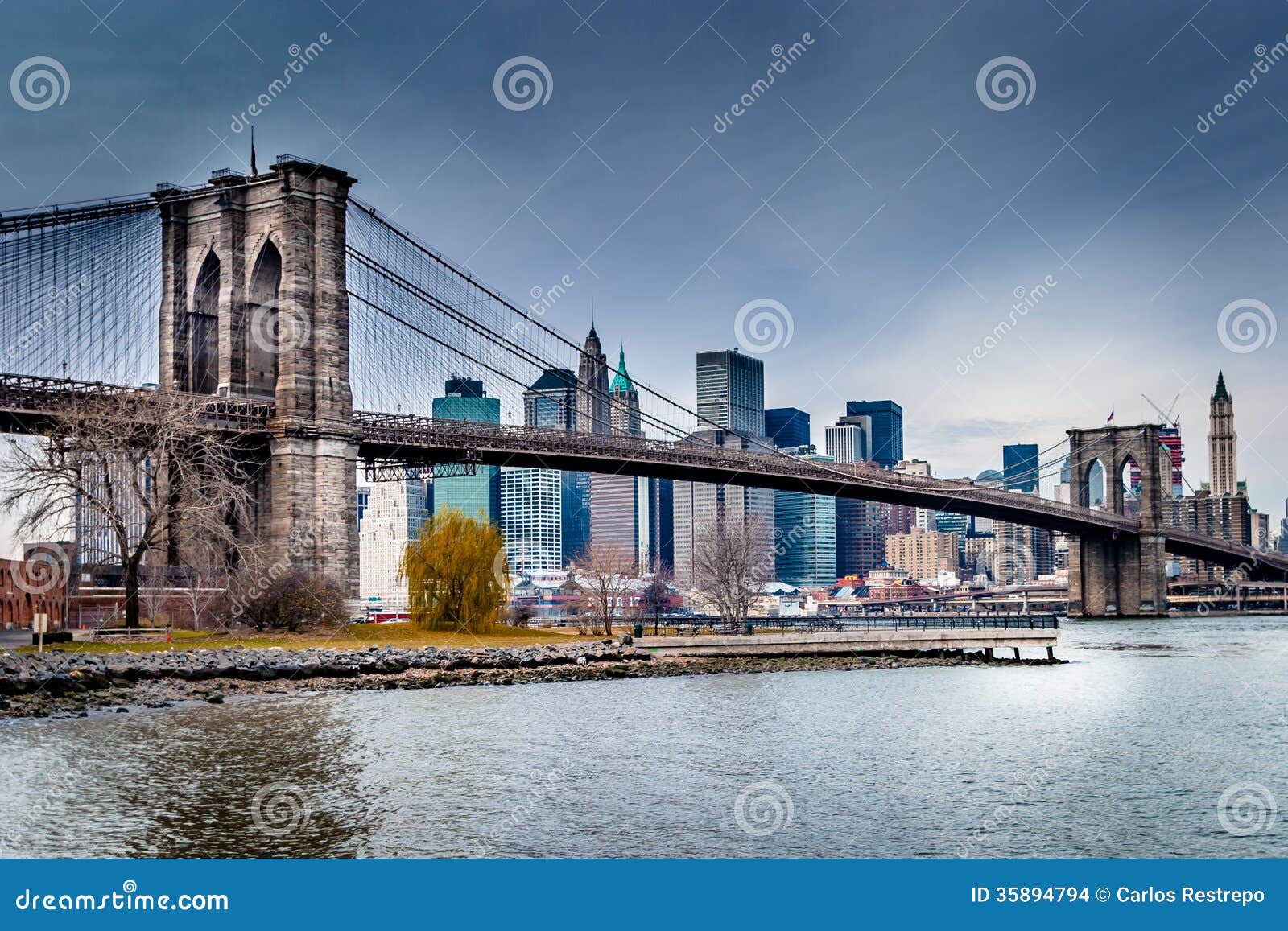 Brooklyn Bridge cityscape stock photo. Image of metropolitan - 35894794
