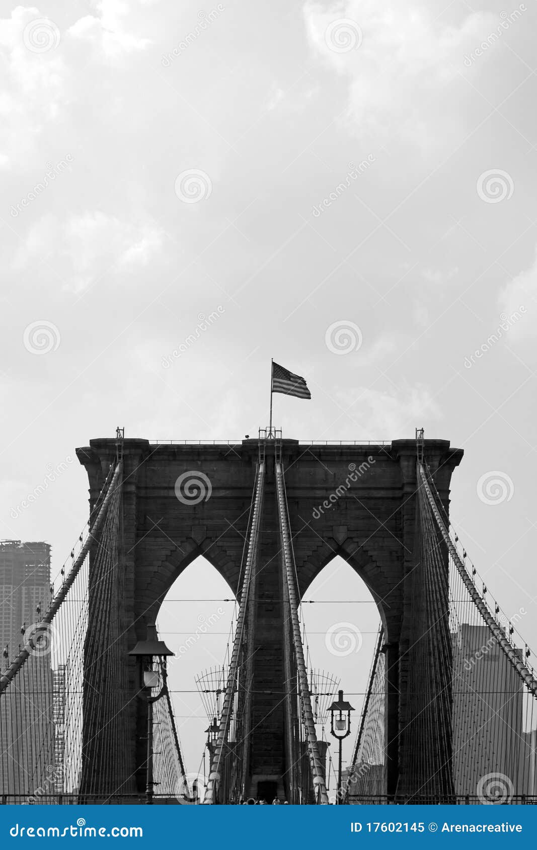 Brooklyn Bridge Gates stock image. Image of cables, skyscraper - 17602145