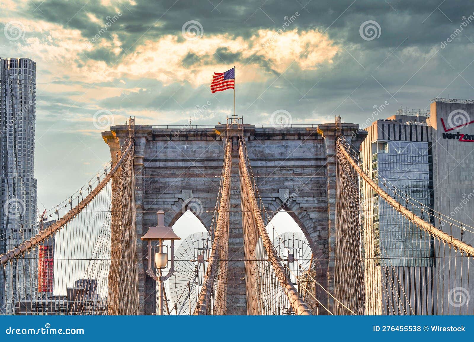 Brooklyn Bridge from a Low Angle, Emphasizing the Tall Structure of the ...