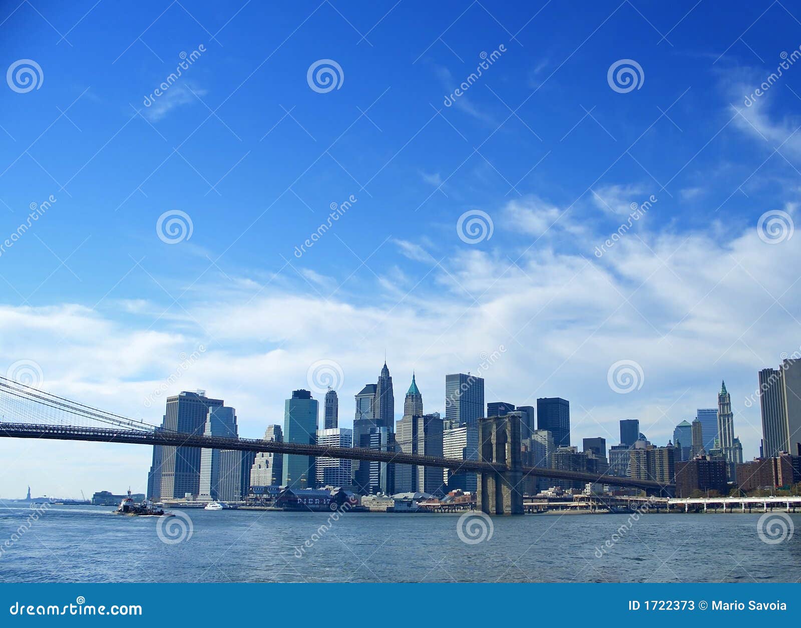 Brooklyn Bridge and Lower Manhattan, New York Stock Image - Image of ...