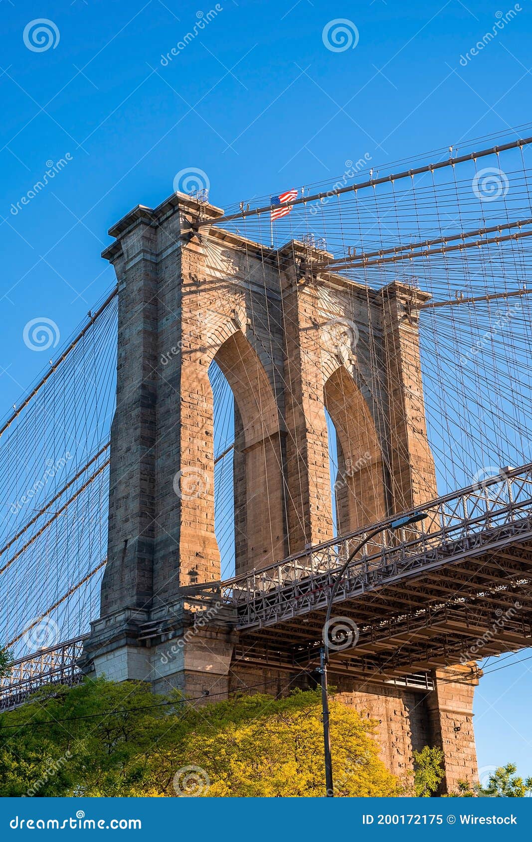 Brooklyn Bridge in Lower Manhattan, New York Stock Image - Image of ...