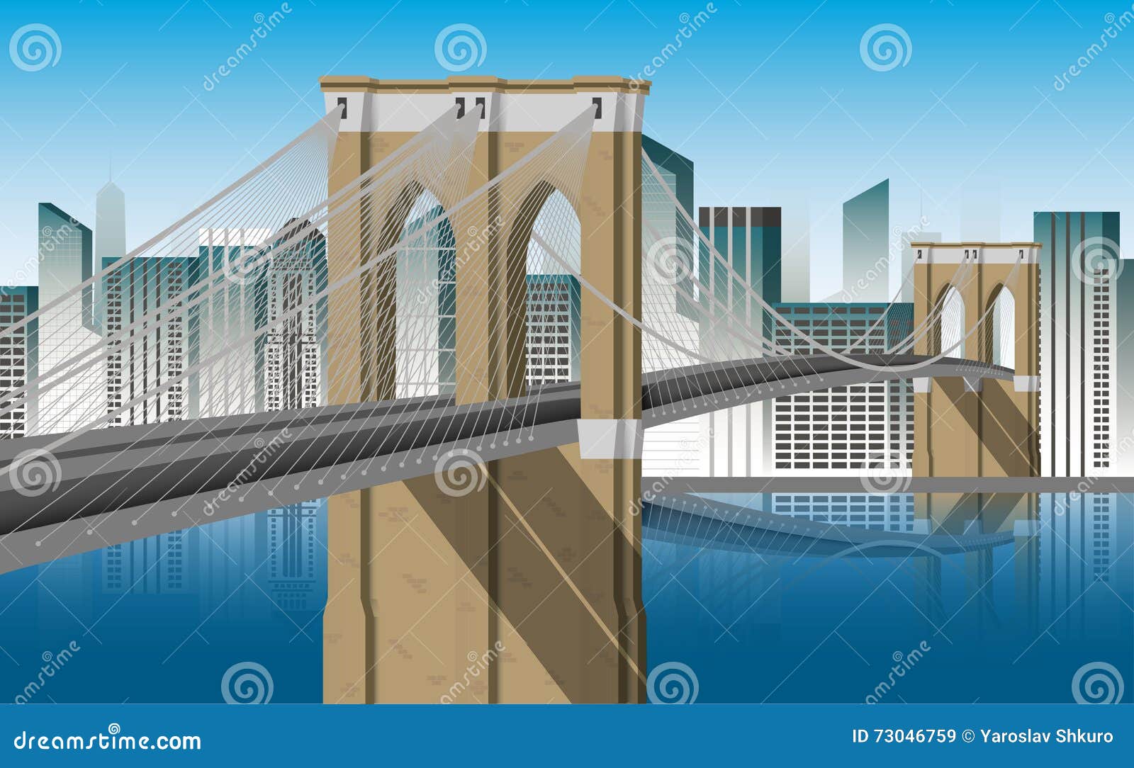 Hudson River, Manhattan Stamp Cartoon Vector | CartoonDealer.com #114264503