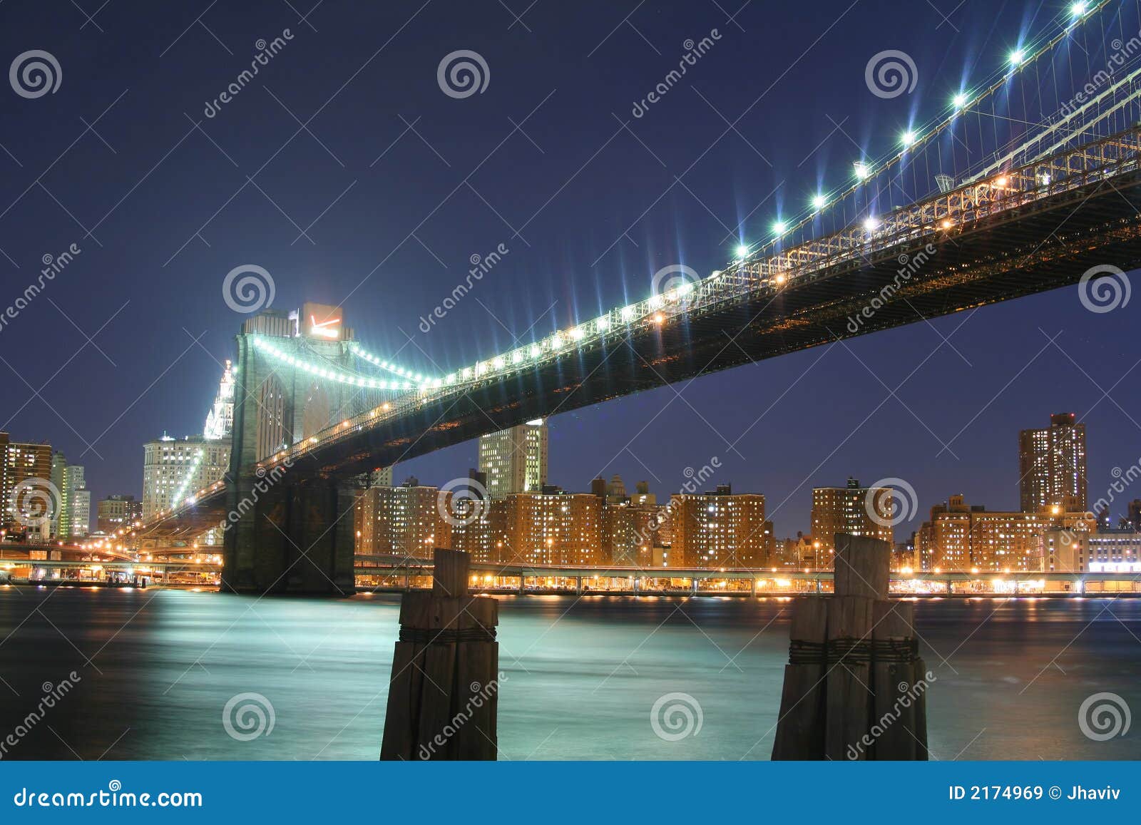 Brooklyn Bridge at Night stock image. Image of river, financial - 2174969