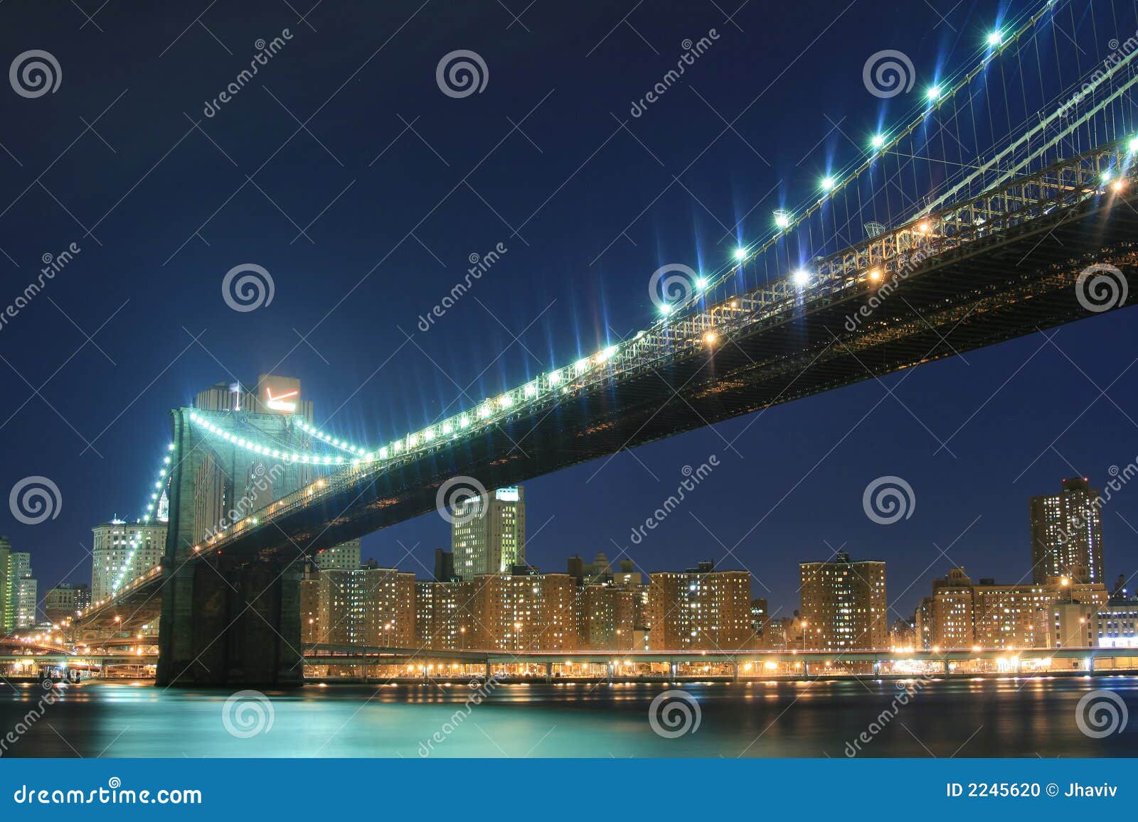 Brooklyn Bridge at Night stock photo. Image of empire - 2245620