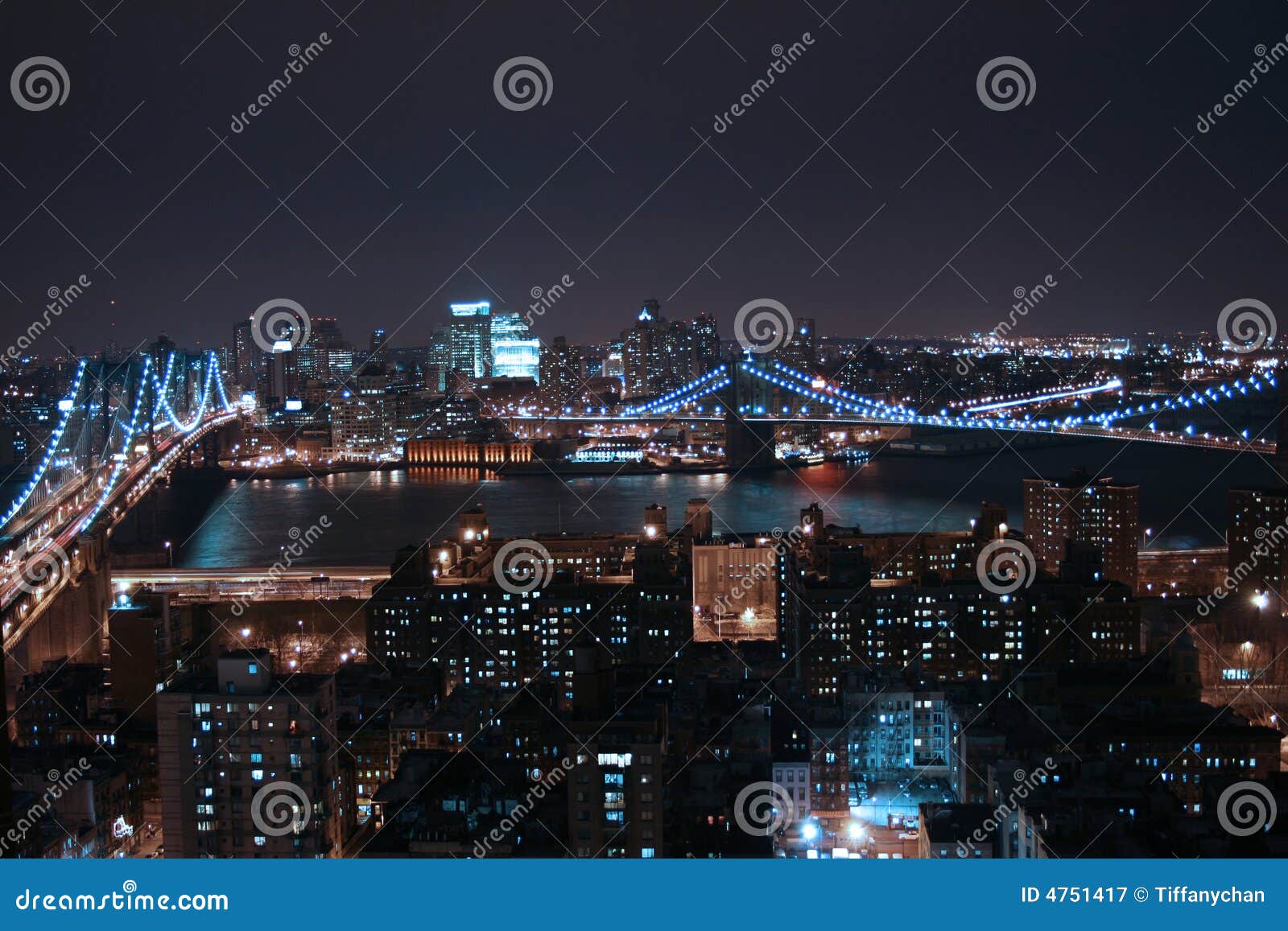 Brooklyn Bridge at Night stock image. Image of bridge - 4751417