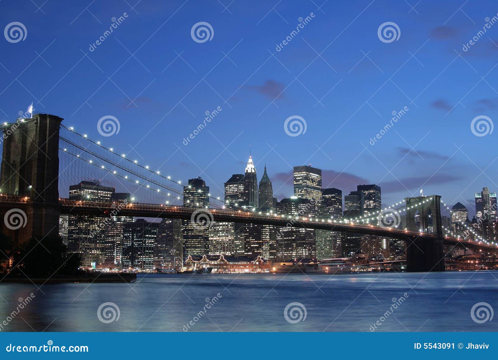 Brooklyn Bridge at Night stock image. Image of east, night - 5543091