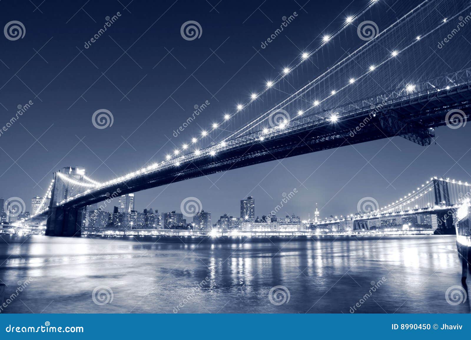 Brooklyn Bridge at Night stock photo. Image of commercial - 8990450