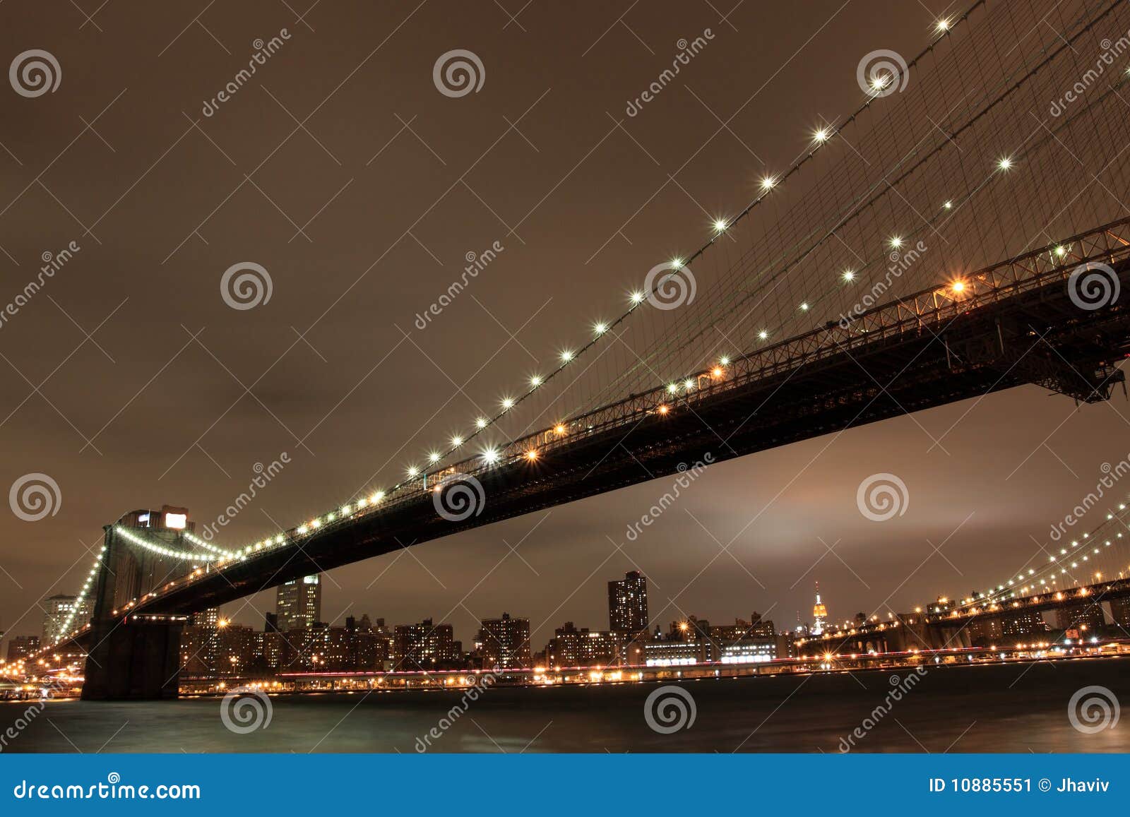 Brooklyn Bridge at Night, New York City Stock Image - Image of city ...