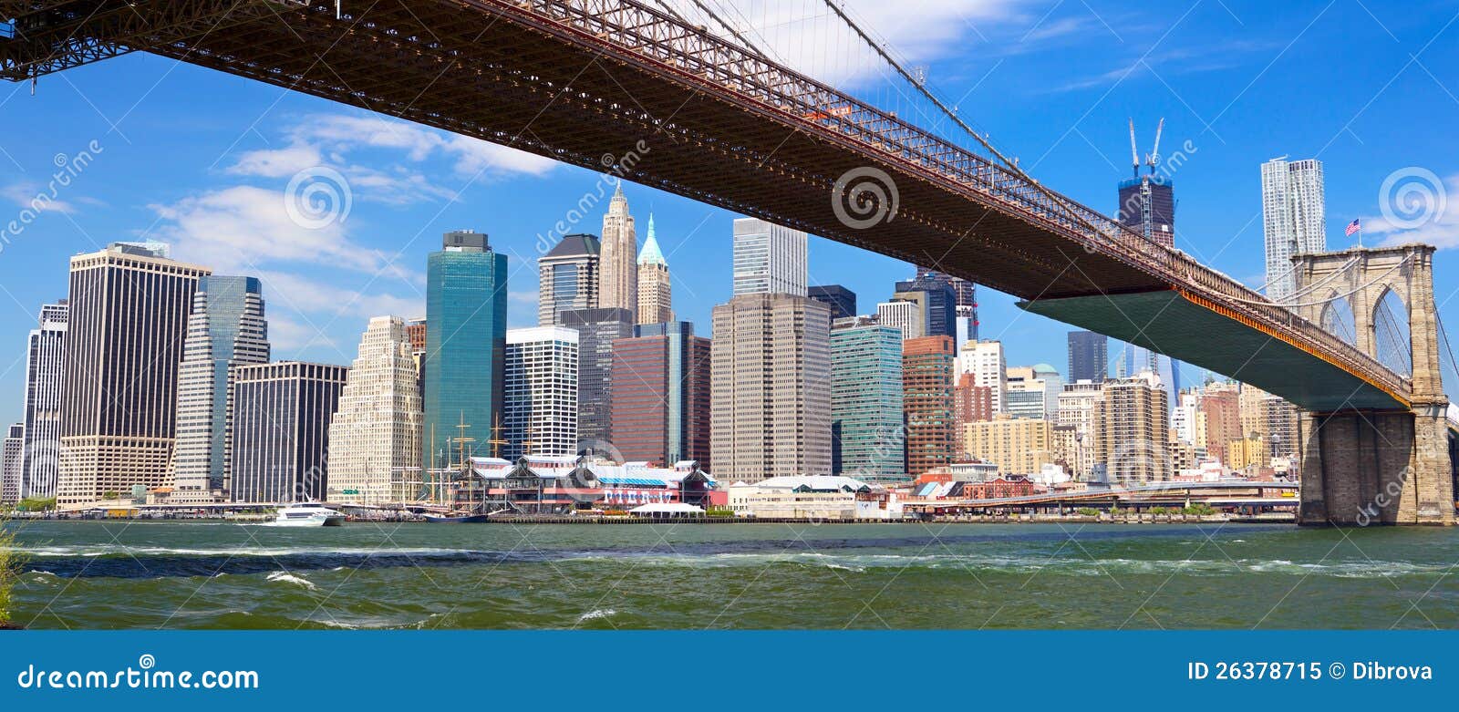 Brooklyn Bridge panorama stock image. Image of skyline - 26378715
