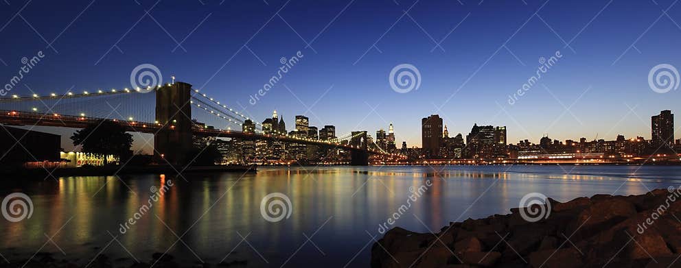 Brooklyn Bridge panorama stock image. Image of financial - 5763543