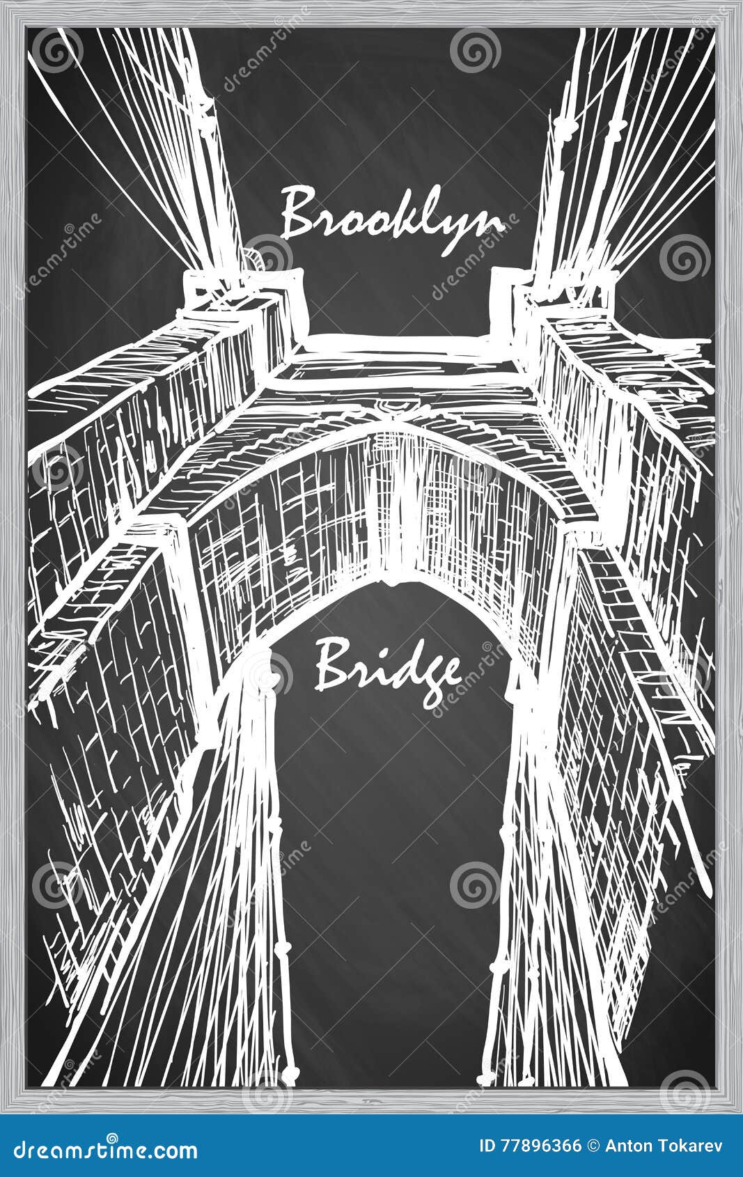 Brooklyn Bridge Sketch on a Blackboard BG Stock Vector - Illustration ...