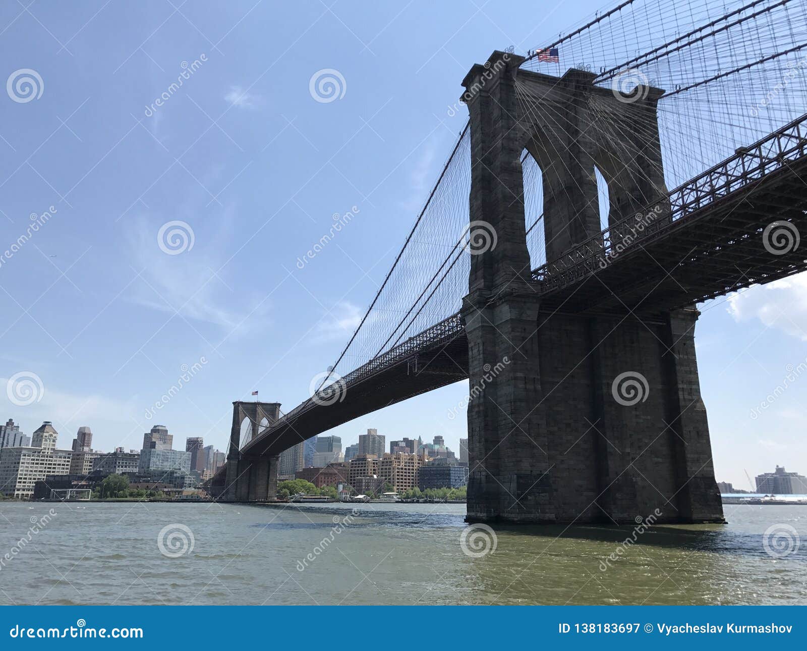 Brooklyn Bridge Summer View of Manhattan Editorial Photography - Image ...