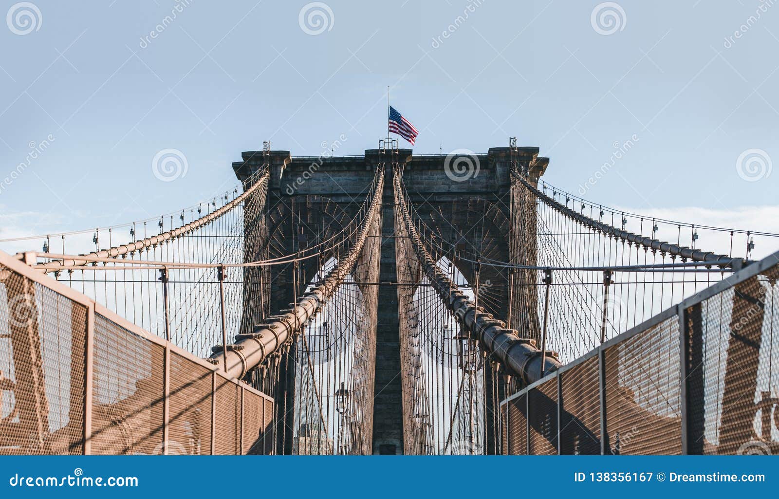 Symmetry at Brooklyn Bridge, New York Stock Image - Image of leading ...