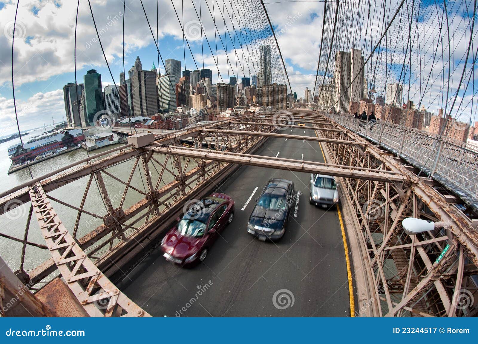 Brooklyn Bridge traffic stock image. Image of attraction - 23244517