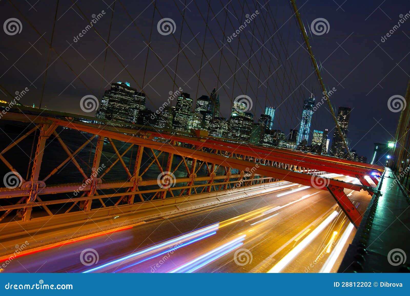 Brooklyn Bridge traffic stock photo. Image of skyline - 28812202