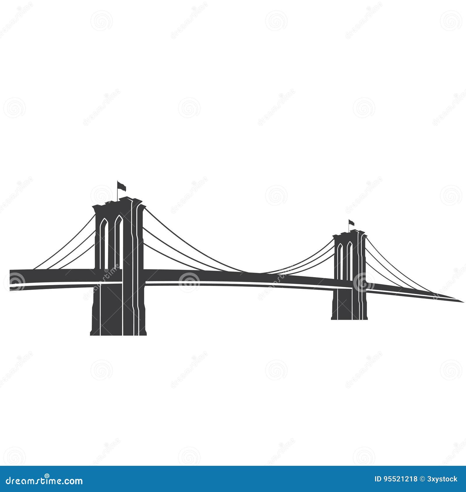 Brooklyn Bridge Panorama In The Morning Sunrise New York City Vector ...