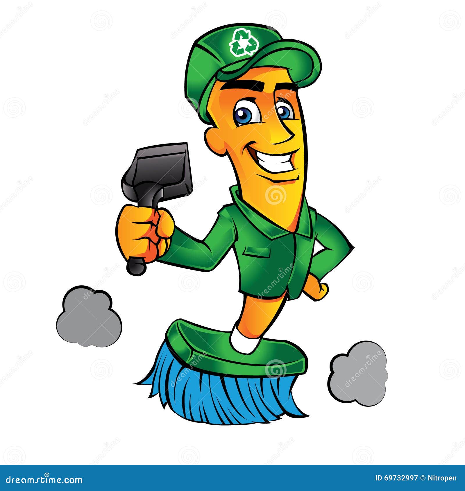 Broom cartoon Broom man stock vector. Illustration of equipment - 69732997