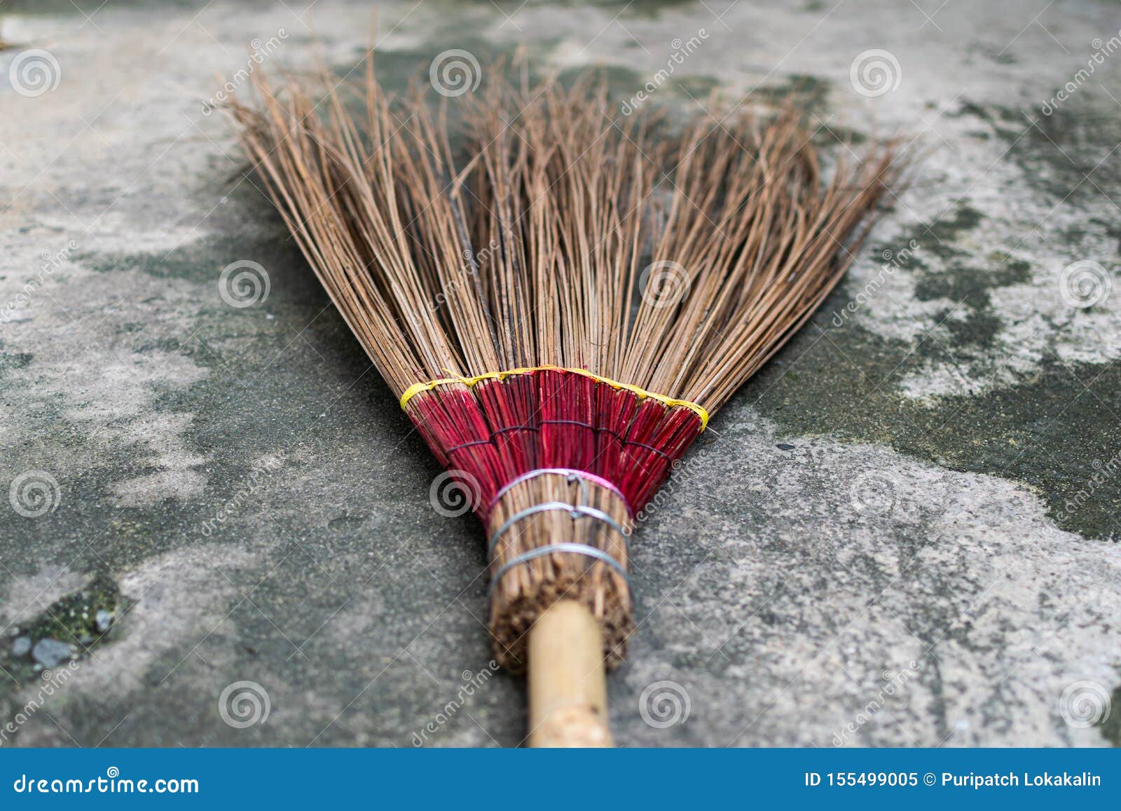 The broom on cement ground stock image. Image of floor - 155499005