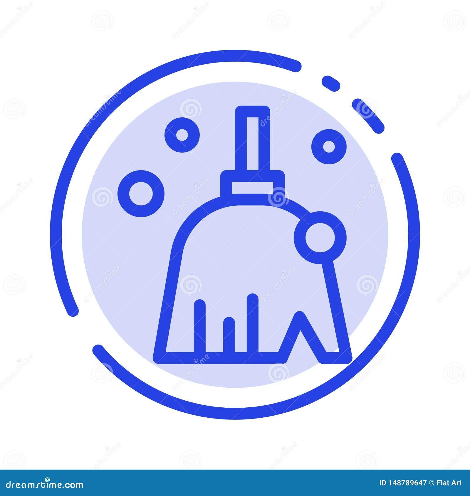 Broom, Clean, Cleaning, Sweep Blue Dotted Line Line Icon Stock Vector ...