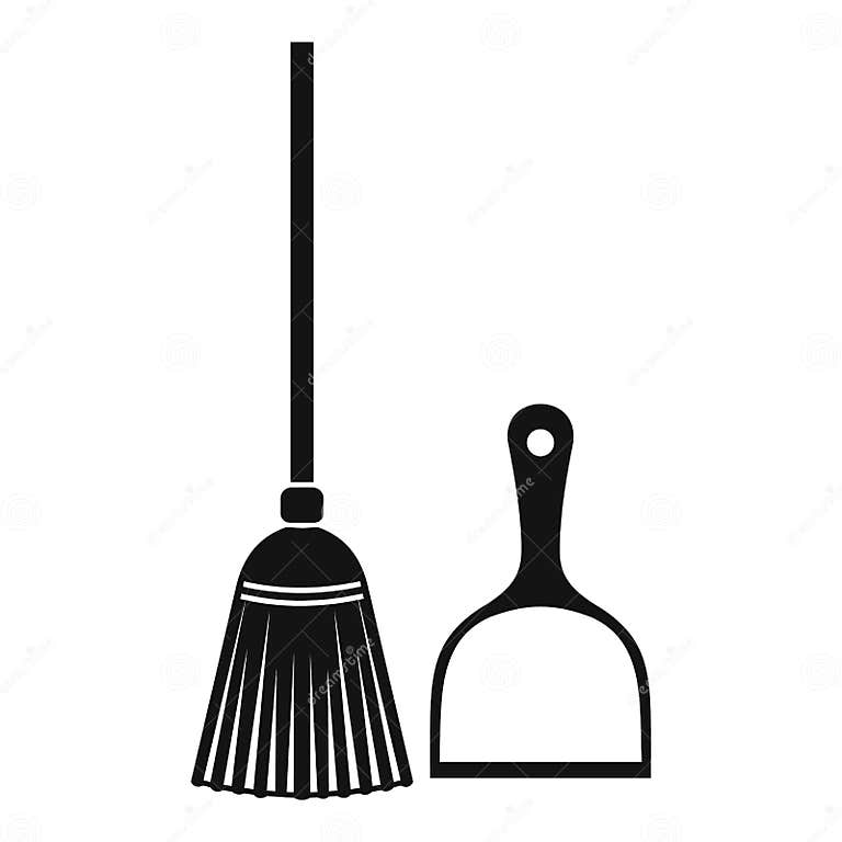 Broom and Dustpan Icon, Simple Style Stock Vector - Illustration of ...