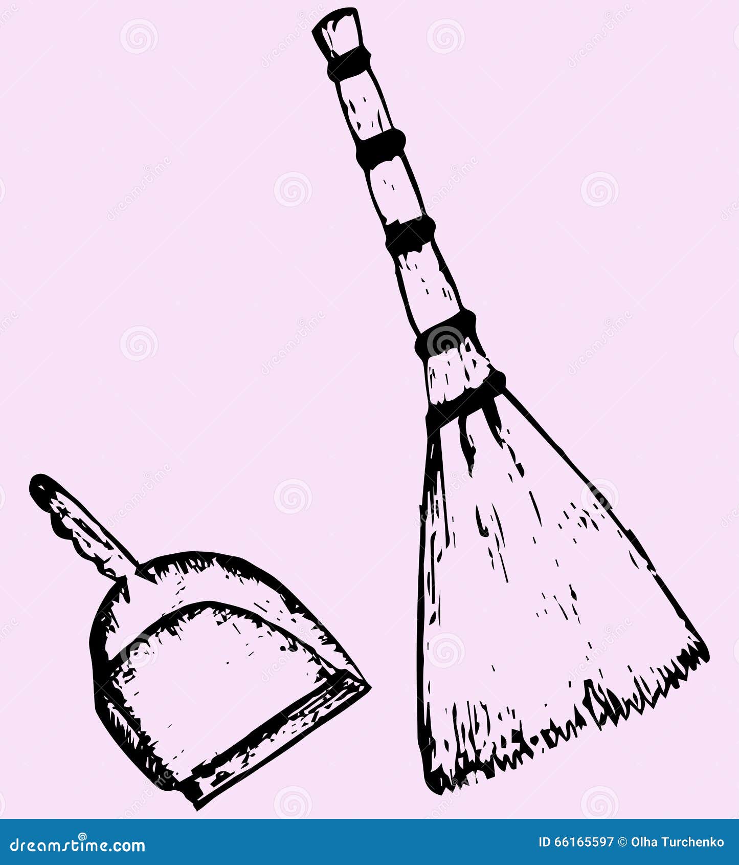 Broom and dustpan stock vector. Illustration of dirty - 66165597