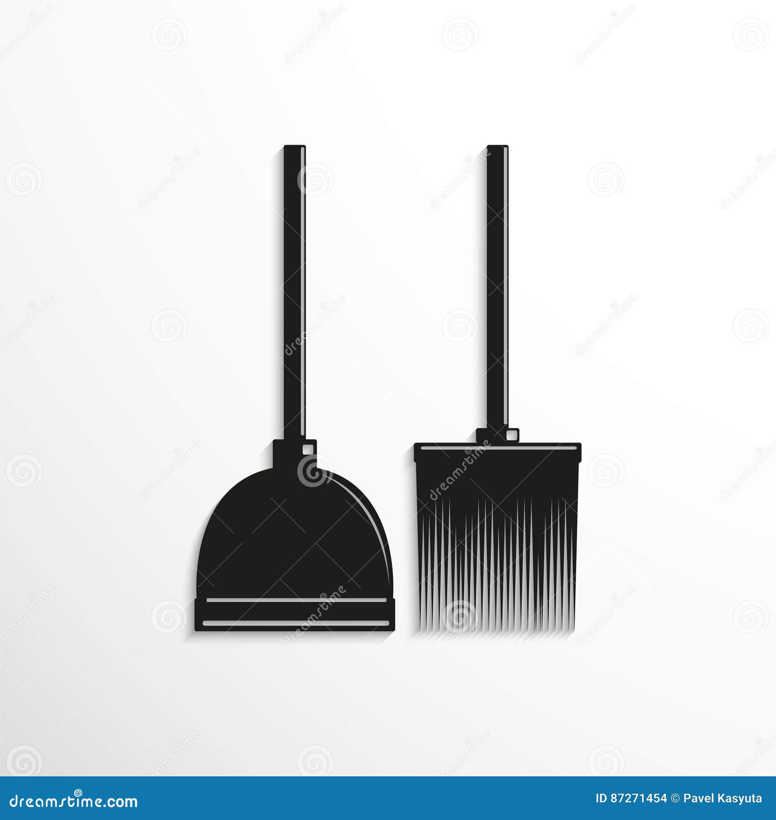Broom and Dustpan. Symbol. Vector Icon. Stock Vector - Illustration of ...