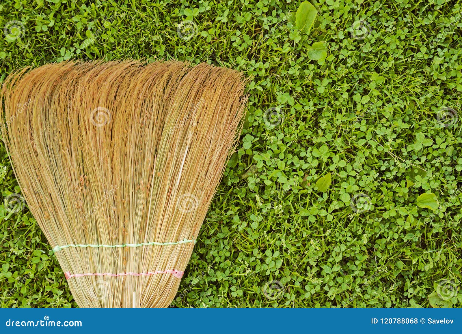 Broom on the Green Grass on Top Stock Photo - Image of cleanup, grass ...