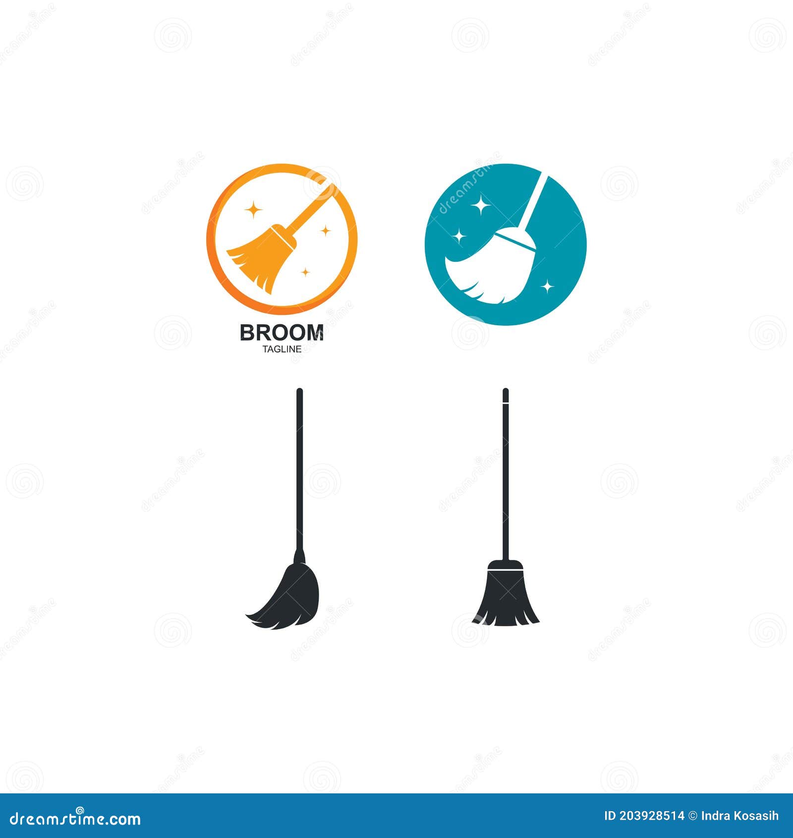 Broom Logo Vector Icon Illustration Stock Vector - Illustration of ...