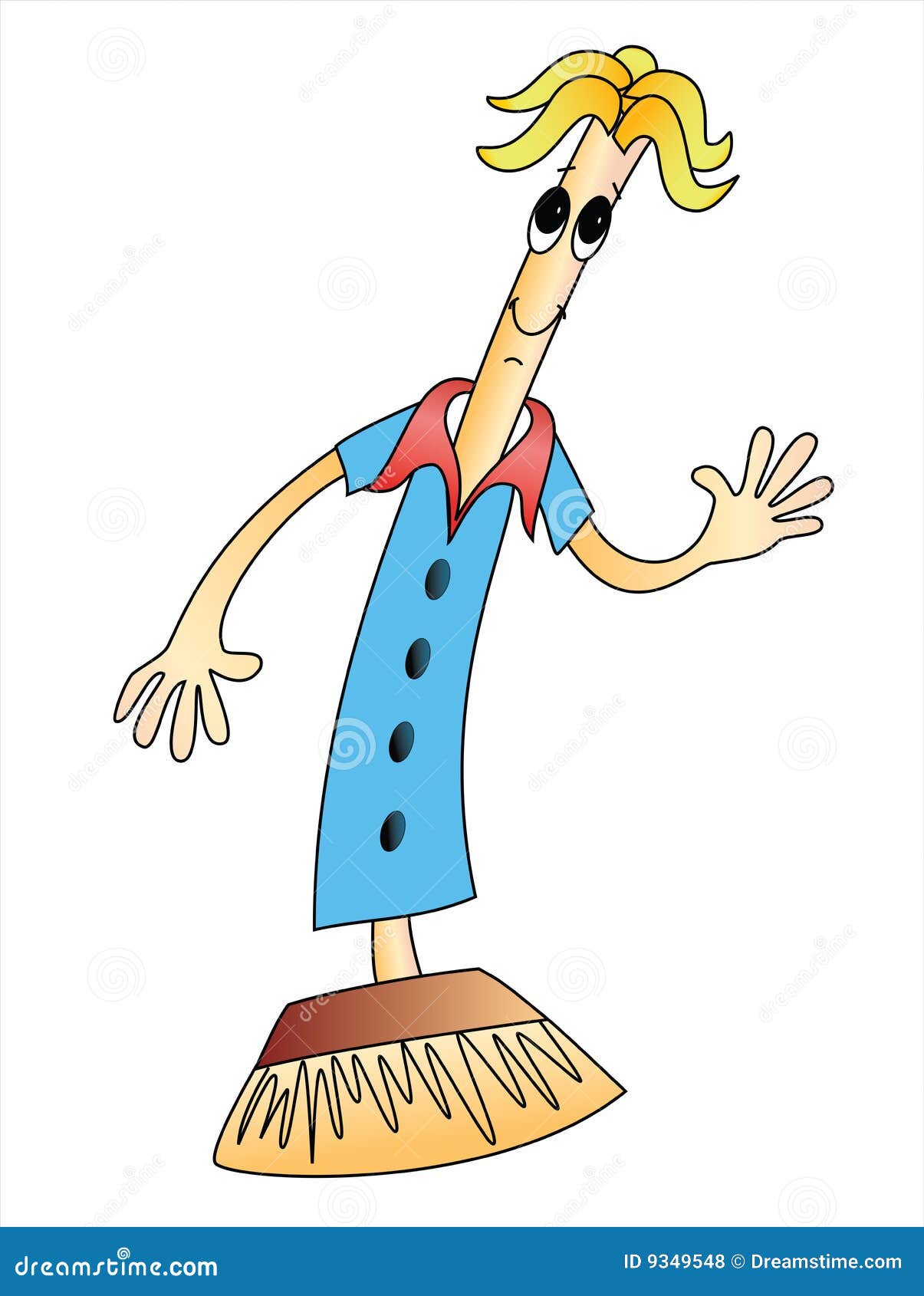 Broom-man stock vector. Illustration of comics, cartoon - 9349548